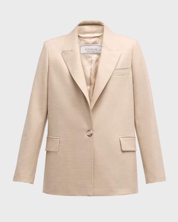 Peserico Single-Button Canvas Blazer | Neiman Marcus