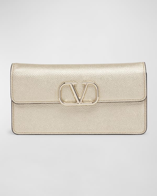 Valentino Garavani Rockstud Small Leather Flap Wallet on a Chain ...
