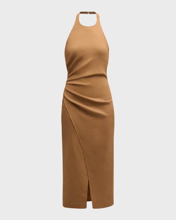 Vince Square-Neck Midi Halter Dress | Neiman Marcus