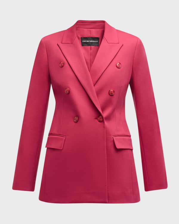 Emporio Armani Double-Breasted Check Jacquard Blazer | Neiman Marcus