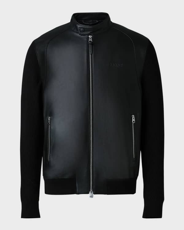John Varvatos Men's Andrew Leather Trucker Jacket | Neiman Marcus