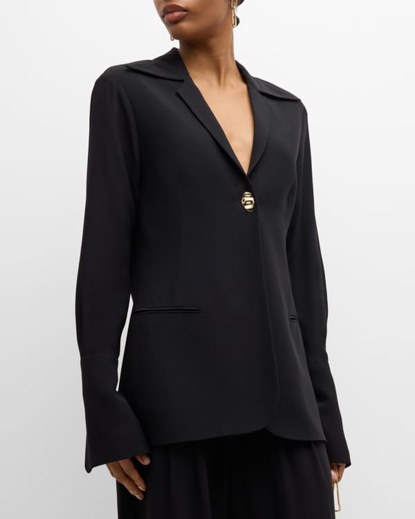 BITE Studios Ecole Flannel Single-Breasted Blazer Jacket | Neiman Marcus