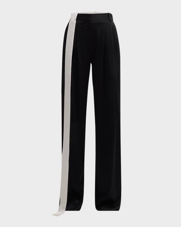 Carolina Herrera High-Rise Pleated Pintuck Wide-Leg Pants | Neiman Marcus