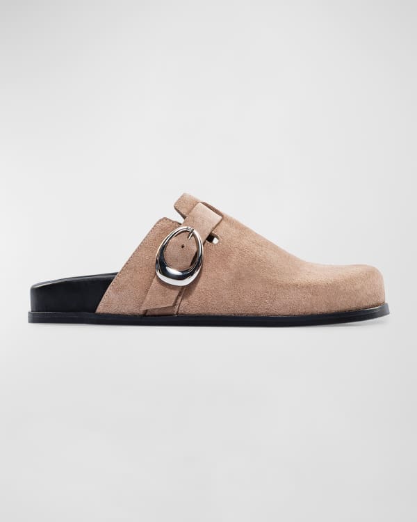 Ganni Buckle Comfort Slide Mules | Neiman Marcus