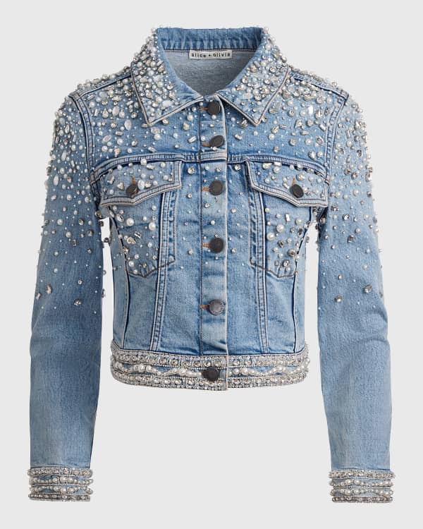 Rails Bianca Embellished-Button Denim Jacket | Neiman Marcus
