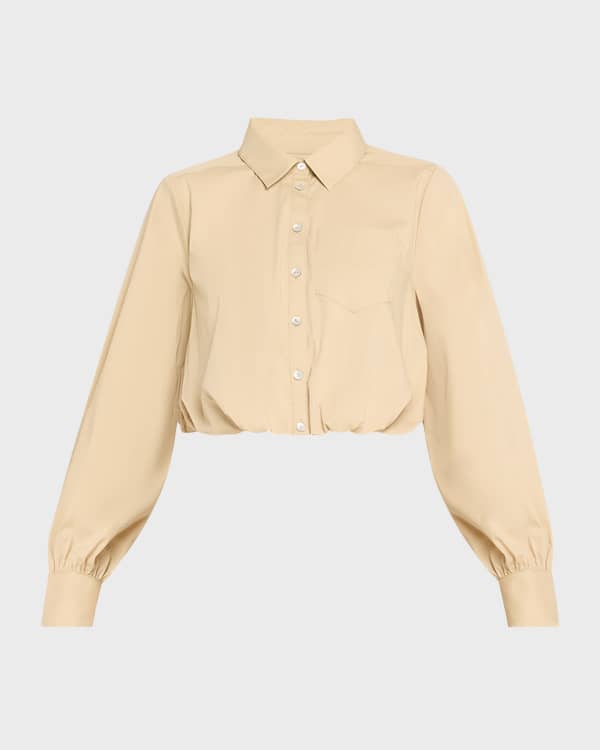 Cinq a Sept Juneve Rhinestone-Embellished Button-Front Crop Top ...