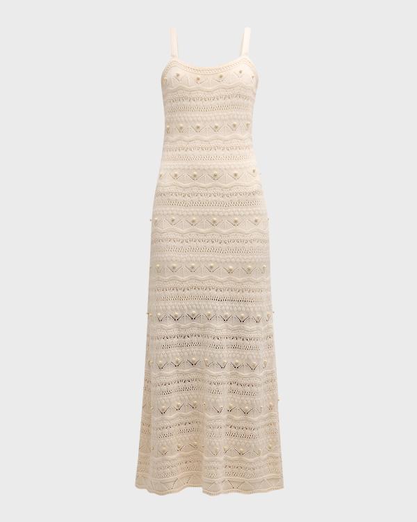 SIMONMILLER Hibiscus Crochet Sleeveless Midi Dress | Neiman Marcus