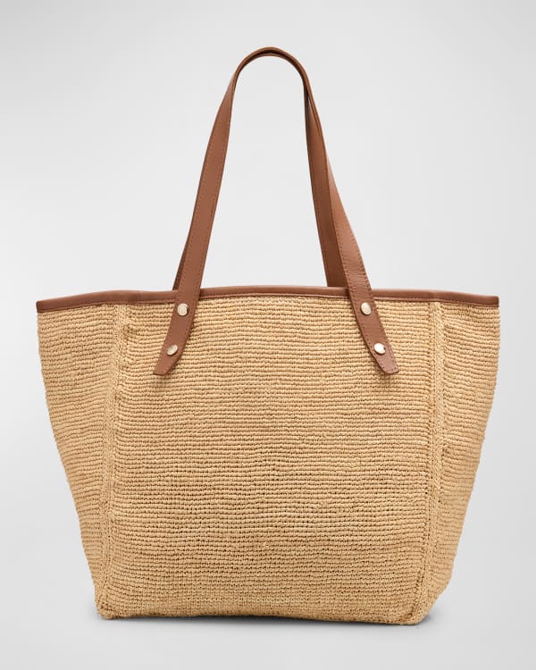 Veronica Beard The Crest Small Raffia Market Tote Bag | Neiman Marcus