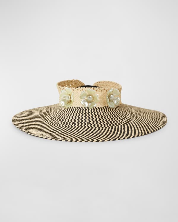 BTB Los Angeles Carmen Embellished Straw Visor | Neiman Marcus