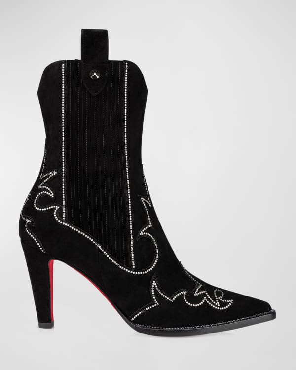 Rene Caovilla Suede Snake Strass Western Boots | Neiman Marcus
