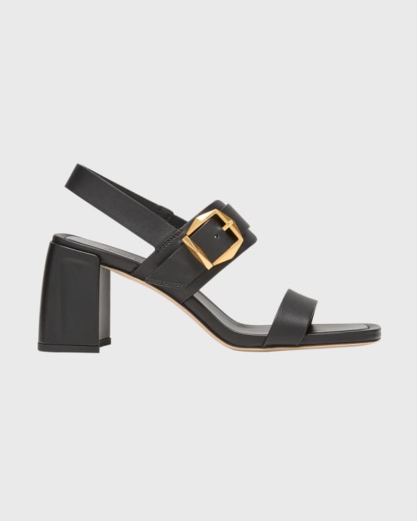 Burberry Virginia Leather Monogram Slingback Sandals | Neiman Marcus