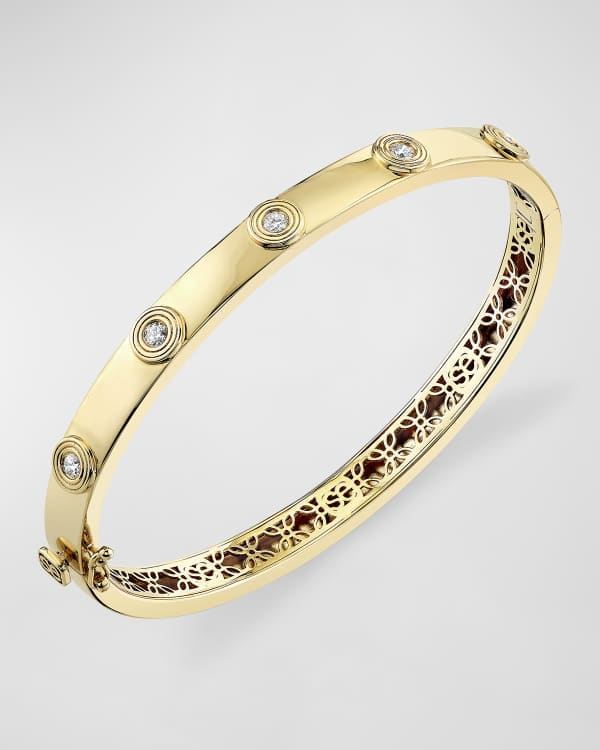 Sydney Evan 14K Gold Iconography Hinge Bangle | Neiman Marcus
