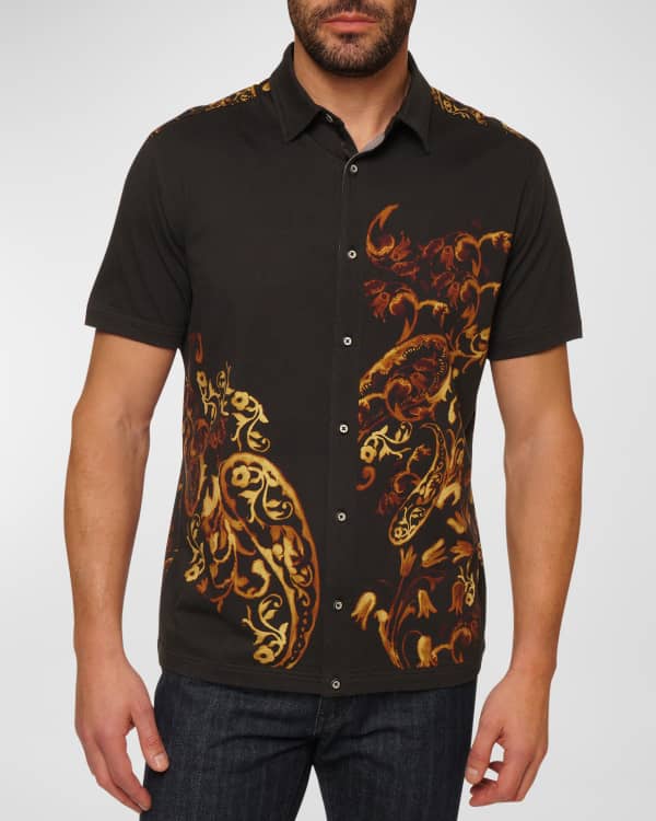 Robert Graham Men's Palmer Linen-Cotton Short-Sleeve Shirt | Neiman Marcus