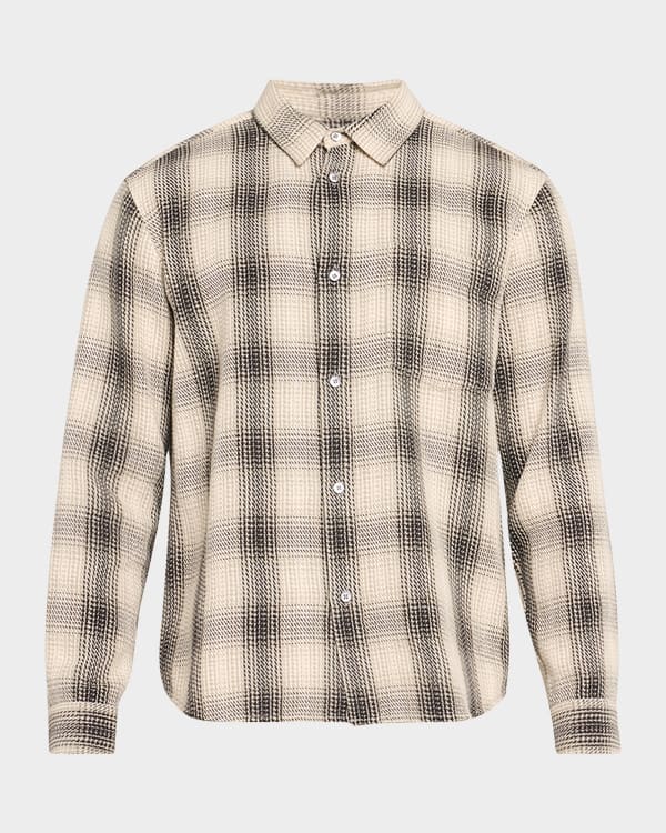 FRAME Men's Plaid Zip Overshirt | Neiman Marcus