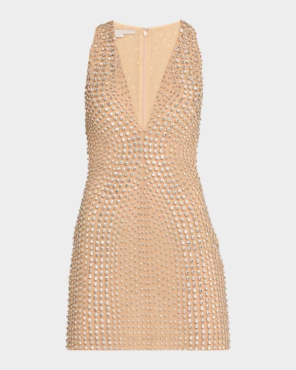 Valentino Garavani Crystal Knot Overlay Mini Dress | Neiman Marcus