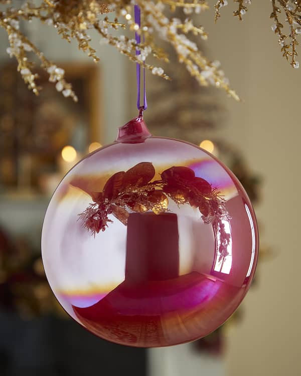 Jim Marvin Burgundy Pearl Glass Ball Christmas Ornament | Neiman Marcus
