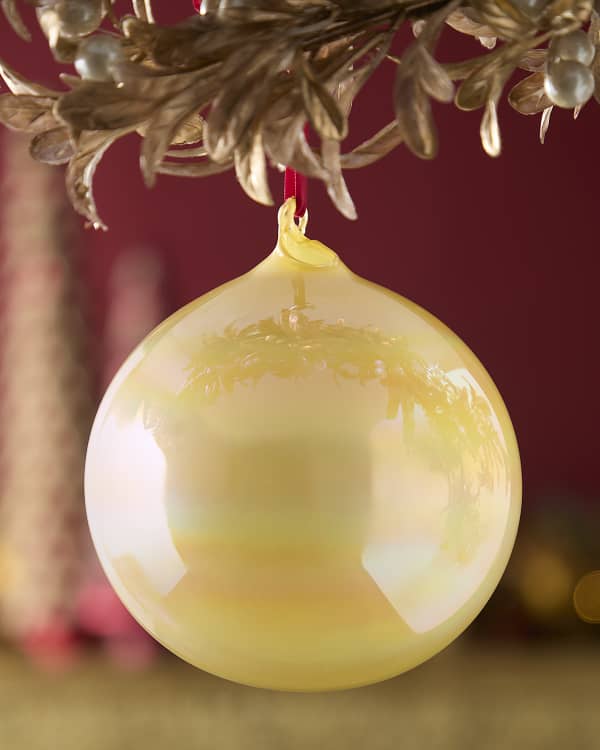 Jim Marvin Light Gold Pearl Glass Ball Christmas Ornament | Neiman Marcus