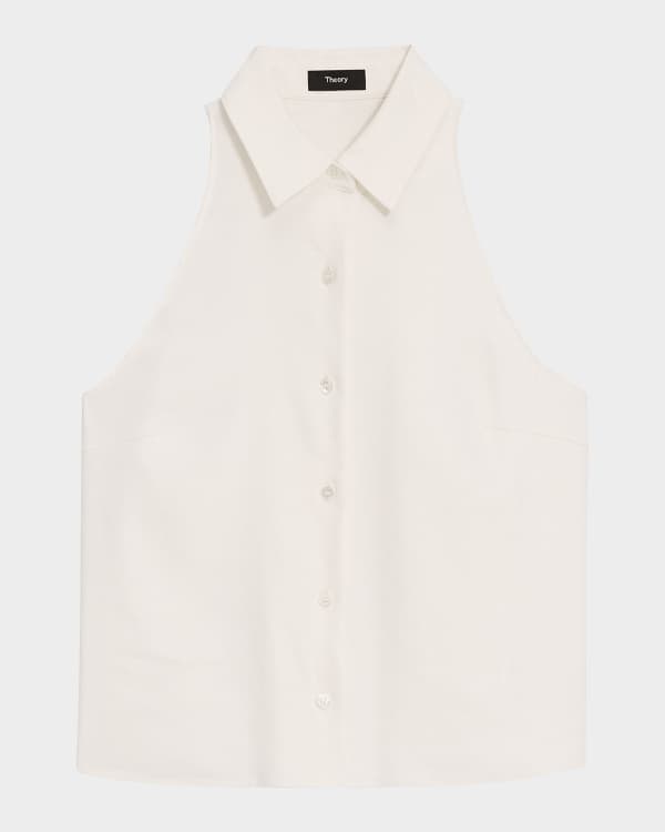 Theory Linen Tweed Sleeveless Shell | Neiman Marcus