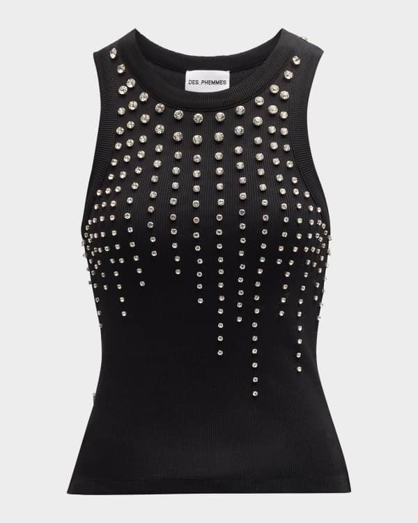 Collina Strada Nash Lace Cut-Out Jersey Tank Top | Neiman Marcus