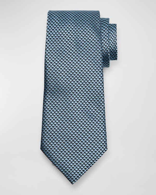 ZEGNA Men's Micro-Geometric Silk Tie | Neiman Marcus