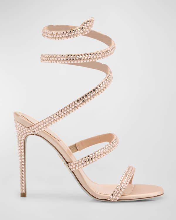 Rene Caovilla Snake-Wrap Suede Stiletto Sandals | Neiman Marcus