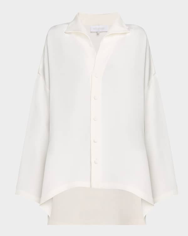 Eskandar Slim A-Line Long Shirt with Double Stand Collar | Neiman Marcus