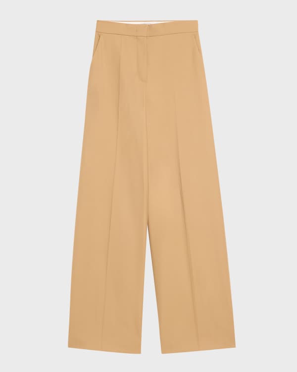 The Row Banew Pleated Wide Leg Wool Trousers Neiman Marcus