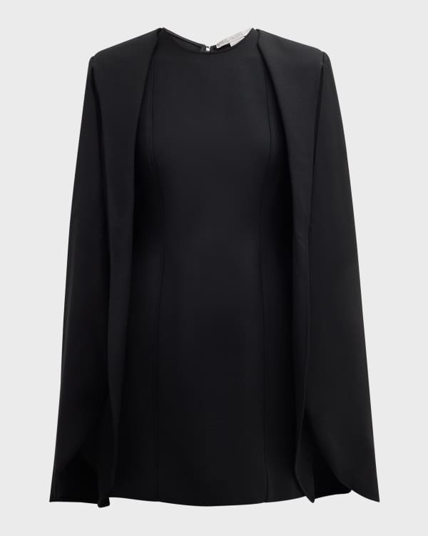 Valentino Garavani Bow-Shoulder Cape Crepe Couture Mini Dress | Neiman ...