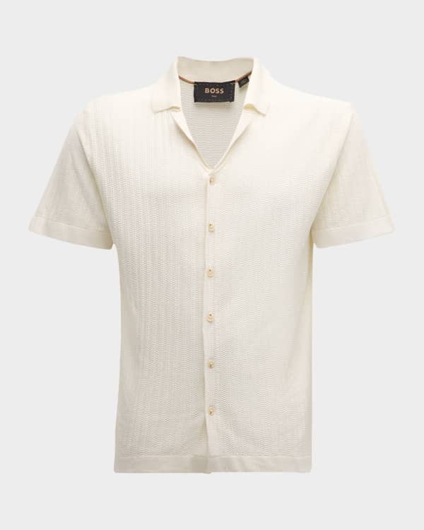 TEDDY VONRANSON Men's Open Knit Camp Shirt | Neiman Marcus