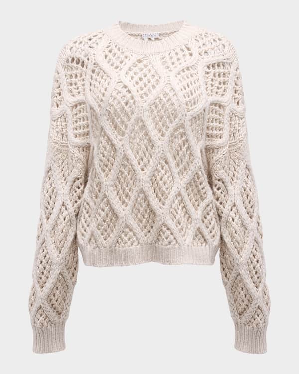 Brunello Cucinelli Lurex Cable-Knit Mohair Wool Sweater | Neiman Marcus