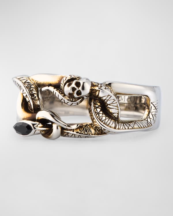 Alexander McQueen Men's Two-Tone Snake and Skull Ring | Neiman Marcus