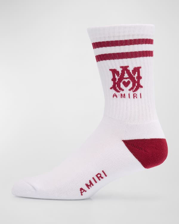 Amiri Men's Ribbed MA-Logo Athletic Crew Socks | Neiman Marcus