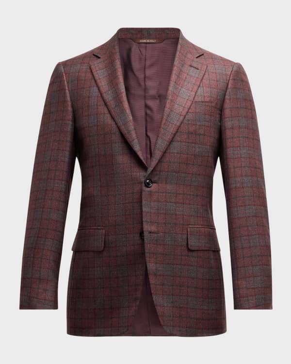 Canali Men's Silk-Wool Plaid Sport Coat | Neiman Marcus