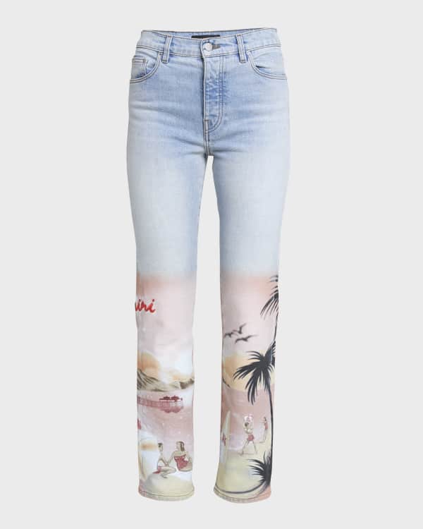 Maison Margiela High-Rise Straight-Leg Faded Denim Pants | Neiman Marcus