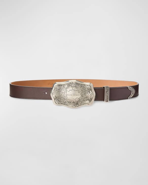 Ralph Lauren Collection RL Western Pebbled Leather Belt | Neiman Marcus