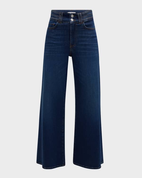 FRAME Le Palazzo Wide-Leg Exposed Button Jeans | Neiman Marcus