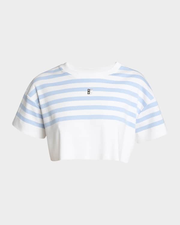Balmain Roman Rubber Logo Crop T-Shirt | Neiman Marcus