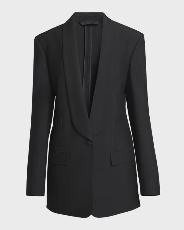 Givenchy Open Draped-Back Wool Jacket | Neiman Marcus