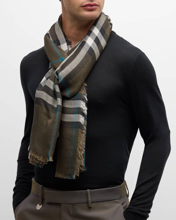 Burberry Men's Reversible Cashmere Vintage Check Scarf | Neiman Marcus