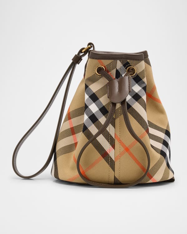 Burberry Small Check Drawstring Bucket Bag | Neiman Marcus