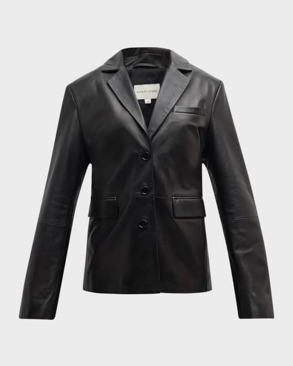 Loulou Studio Brize Single-Breasted Collarless Leather Jacket | Neiman ...