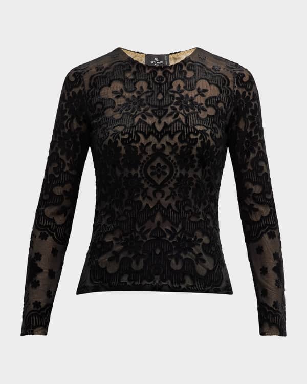 Etro Velvet Printed Sheer Top | Neiman Marcus
