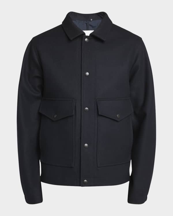 Helmut Lang Men's Cocoon Zip-Up Wool Overshirt | Neiman Marcus