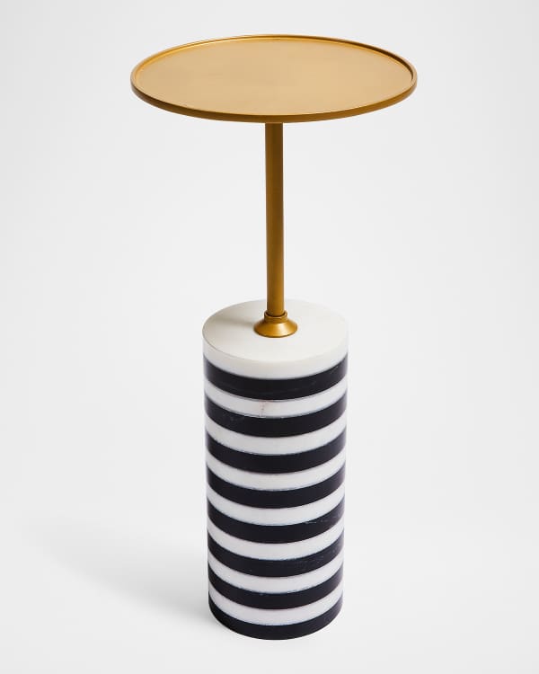 MacKenzie-Childs Royal Check and Stripe Side Table | Neiman Marcus