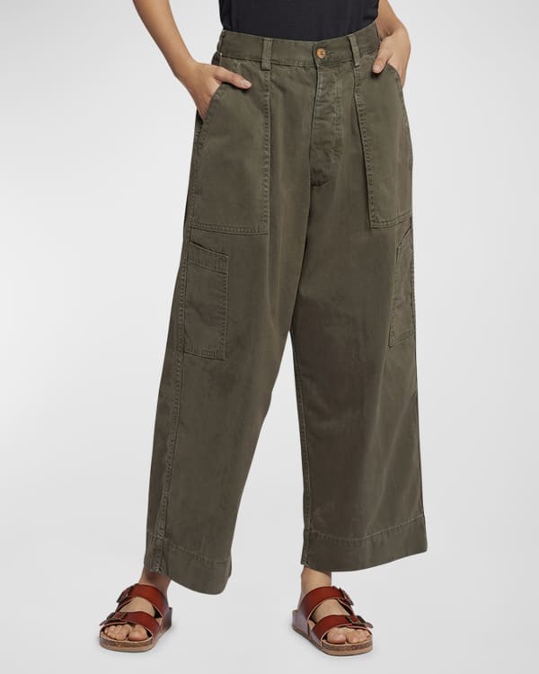 ETICA Juni Tapered Wide-Leg Cropped Cargo Pants | Neiman Marcus