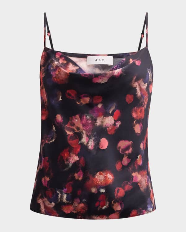 Cinq a Sept Cherise Ruched Cowl-Neck Tank Top | Neiman Marcus