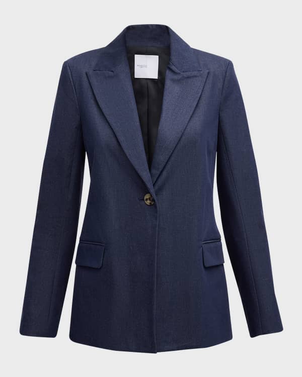 Rosetta Getty Leather Peak-Lapel Jacket | Neiman Marcus