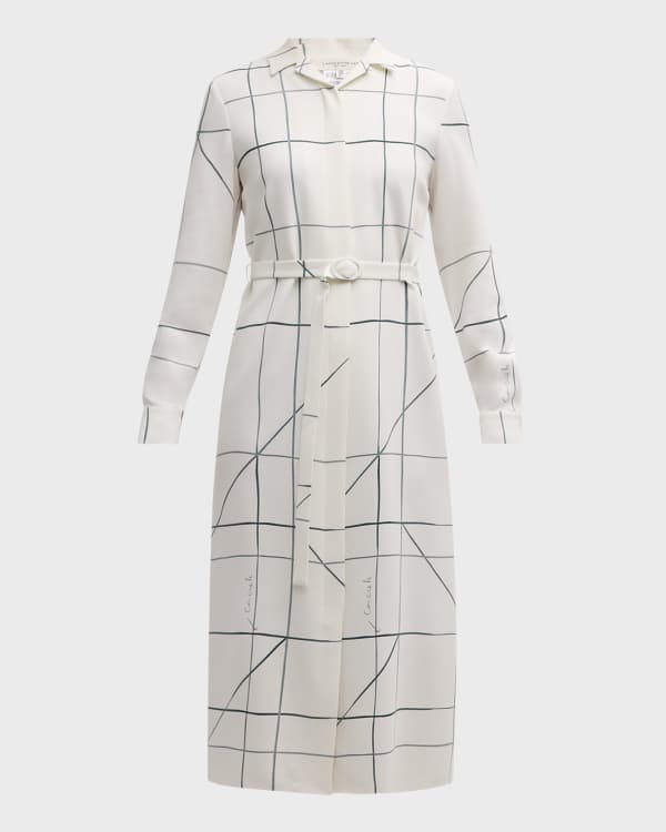 Lafayette 148 New York Troy Check-Print Flounce Midi Shirtdress ...