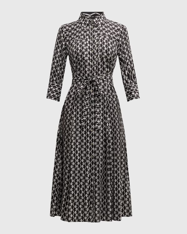 Diane von Furstenberg Sana Geometric-Print Midi Shirtdress | Neiman Marcus