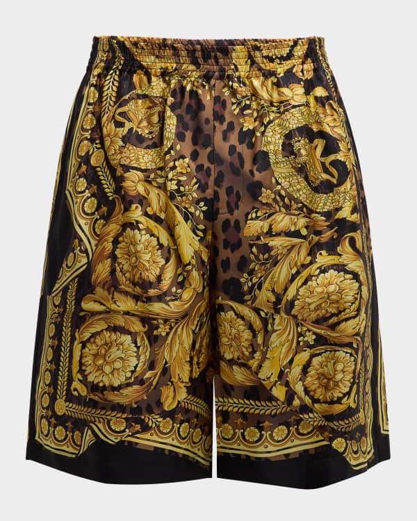 Versace Men's Wildflower West Tiger Print Shorts | Neiman Marcus